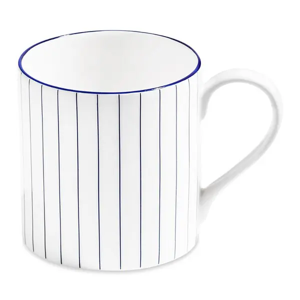 RICHARD BRENDON Pinstripe Cobalt Large Mug, Set Of 2 - Blue/white
