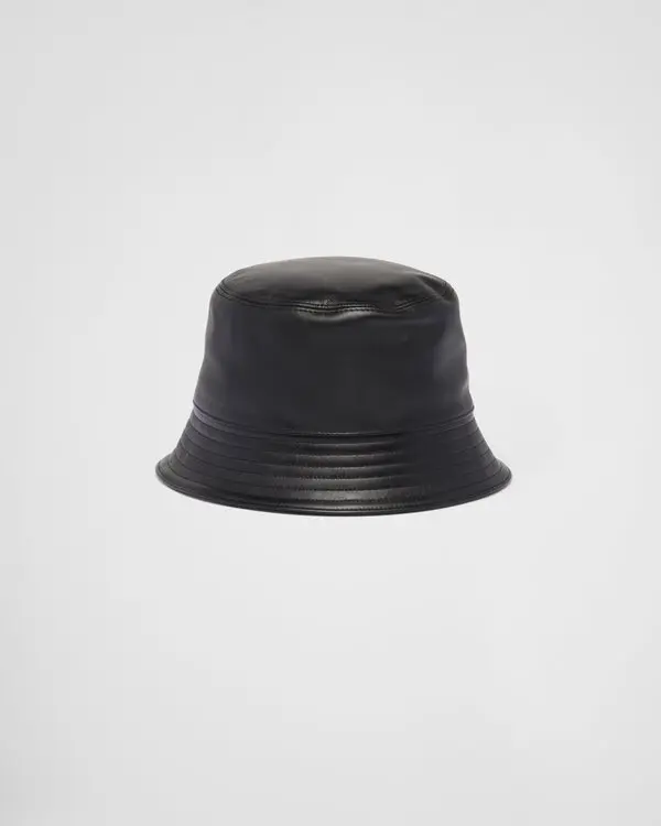 Prada Nappa Leather Bucket Hat - Black
