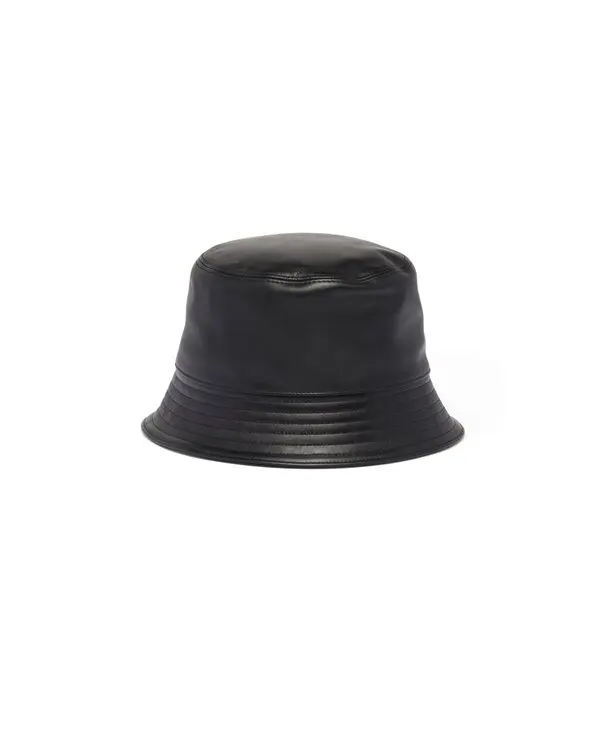 Prada Nappa Leather Bucket Hat - Black