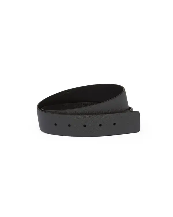 Prada Reversible Saffiano Leather Belt Strap - Grey