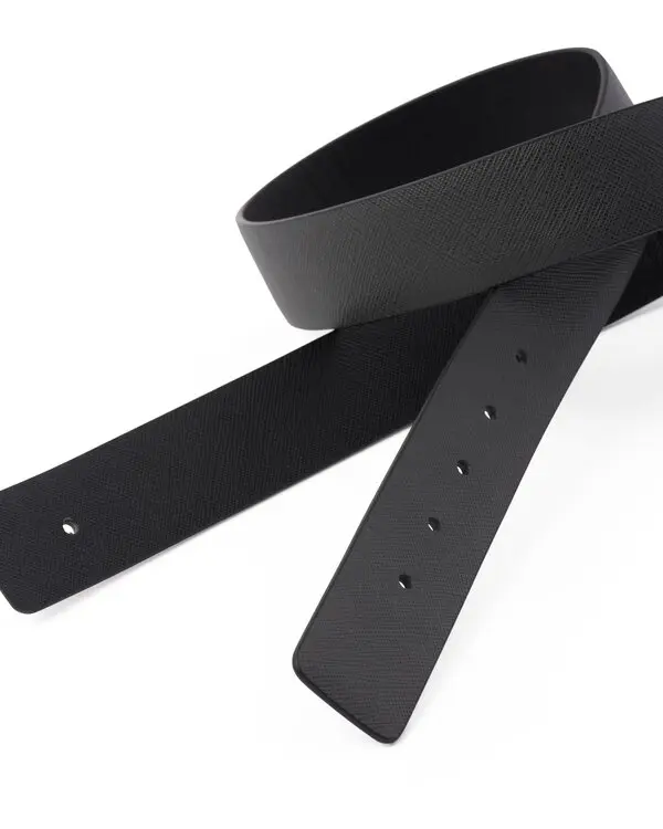 Prada Reversible Saffiano Leather Belt Strap - Grey