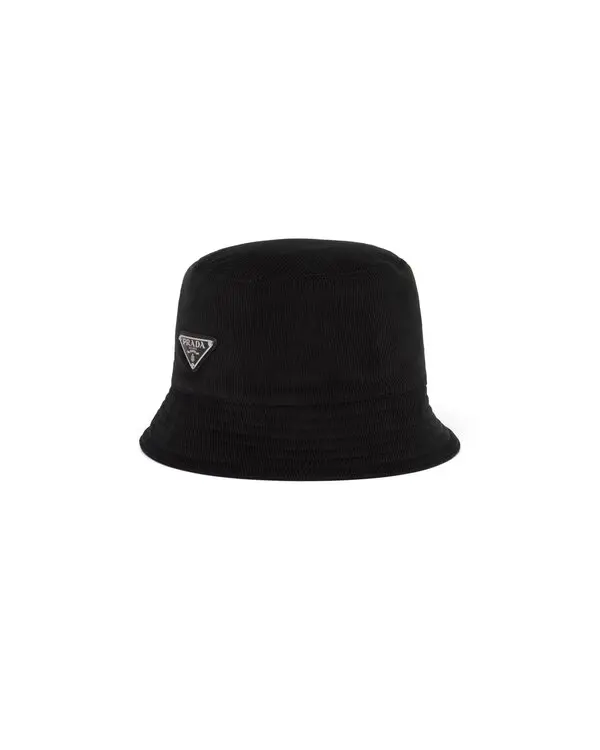 Prada Corduroy Bucket Hat - Black