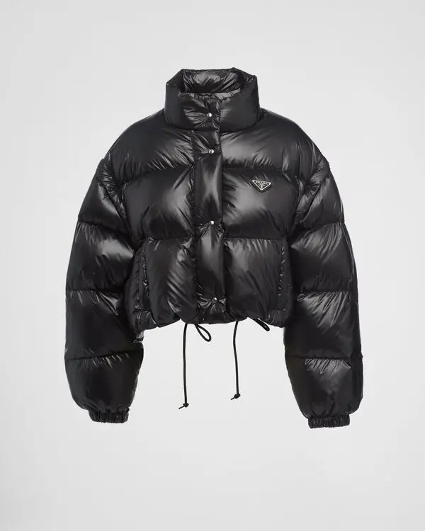 Prada Re-nylon Cropped Convertible Down Jacket - Black