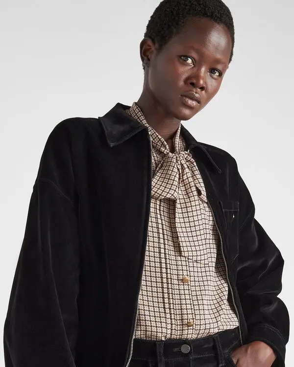 【みー】PRADA ブラック ベルベットデニムジャケット 40 Prada Velvet Denim Blouson Jacket - Black | Editorialist
