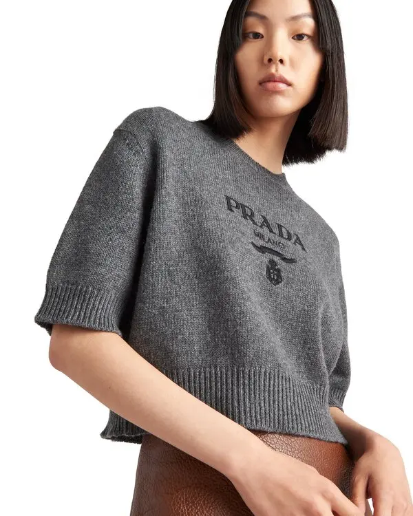 Prada Wool And Cashmere Crew-neck Sweater - Grey