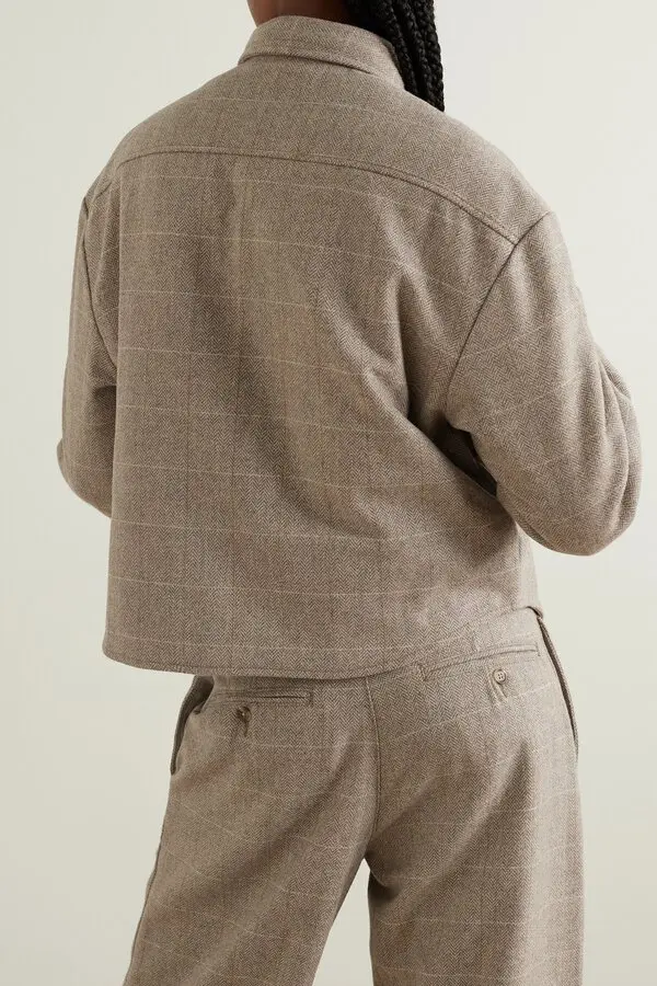 Denimist Cropped Herringbone Wool-blend Jacket