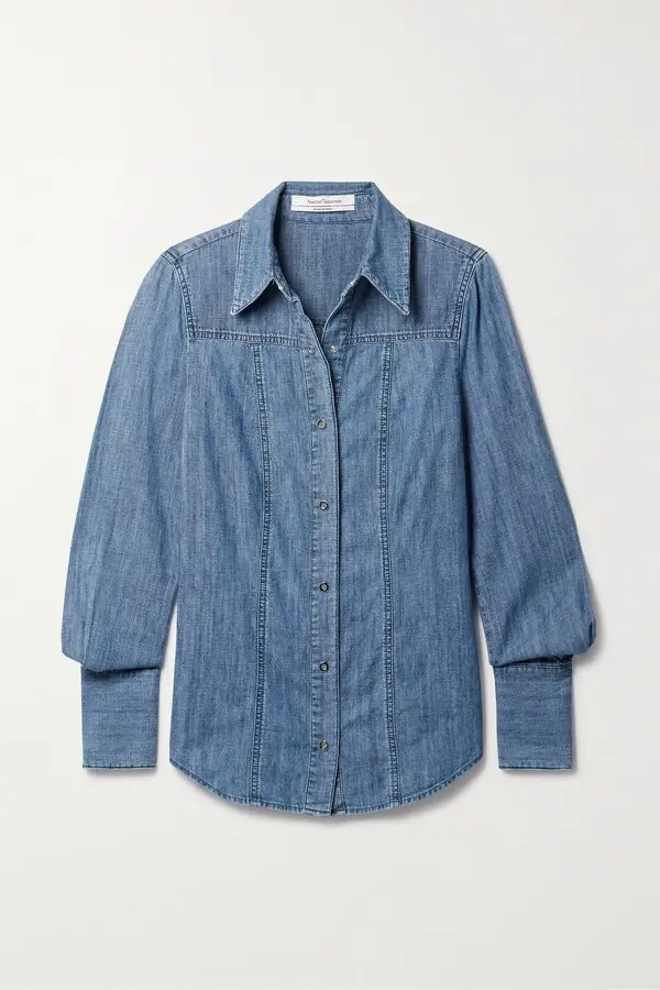 Another Tomorrow Net Sustain Organic Cotton-chambray Shirt