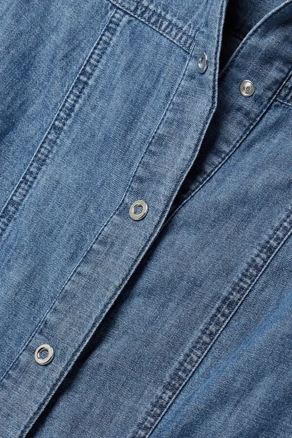 Another Tomorrow Net Sustain Organic Cotton-chambray Shirt