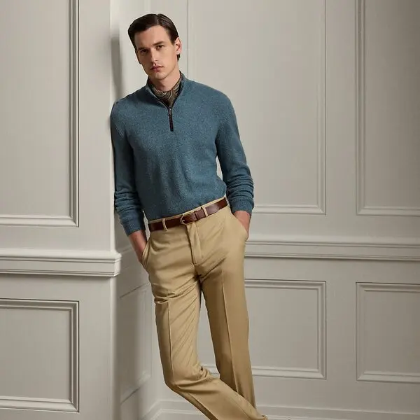 Ralph Lauren Gregory Wool Gabardine Trousers - Tan