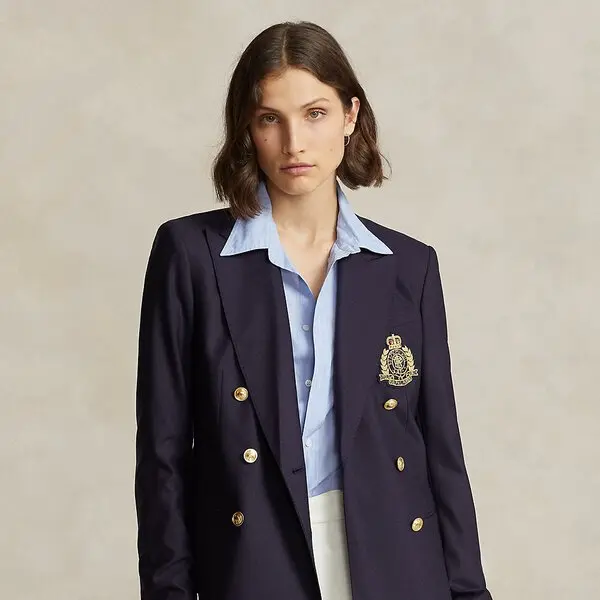 Ralph Lauren Double-breasted Crest Blazer - Navy