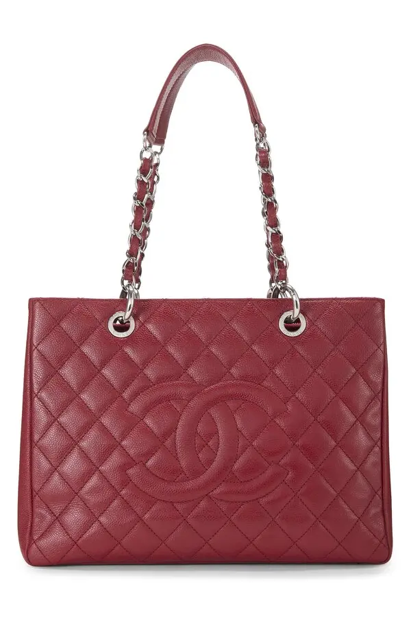 Chanel Quilted Caviar Grand Shopping Tote - Red