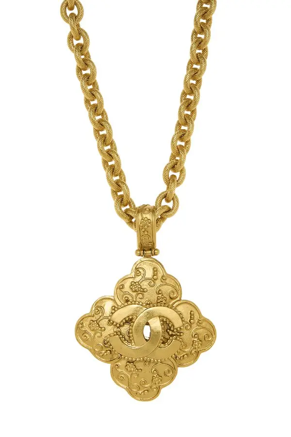 Chanel Filigree Clover Pendant Necklace