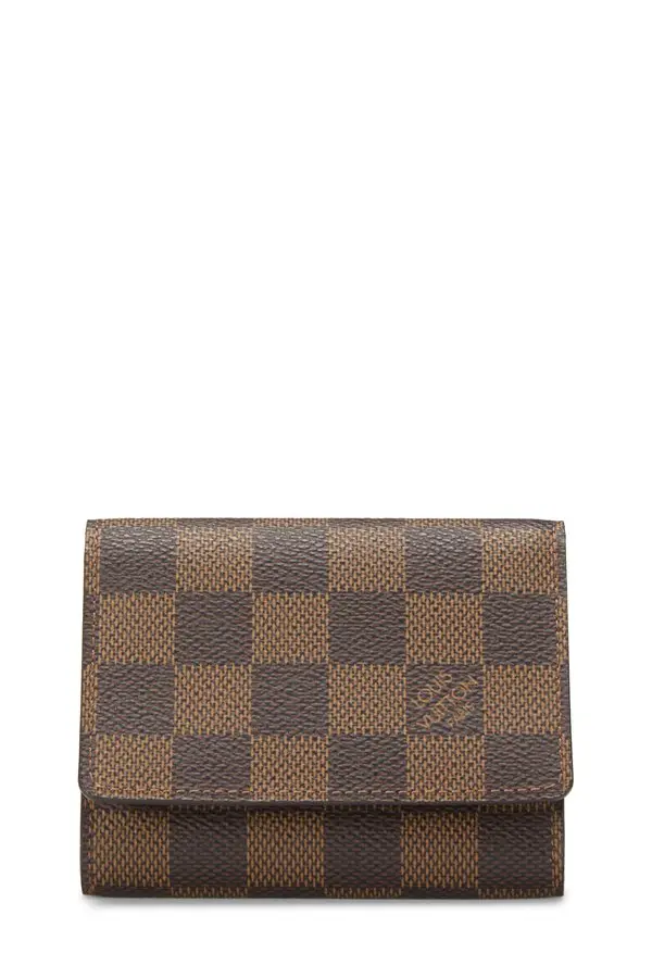 LOUIS VUITTON Damier Ebene Canvas Business Card Holder - Brown