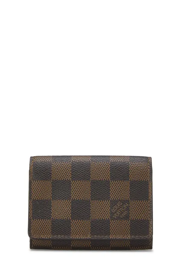 LOUIS VUITTON Damier Ebene Canvas Business Card Holder - Brown