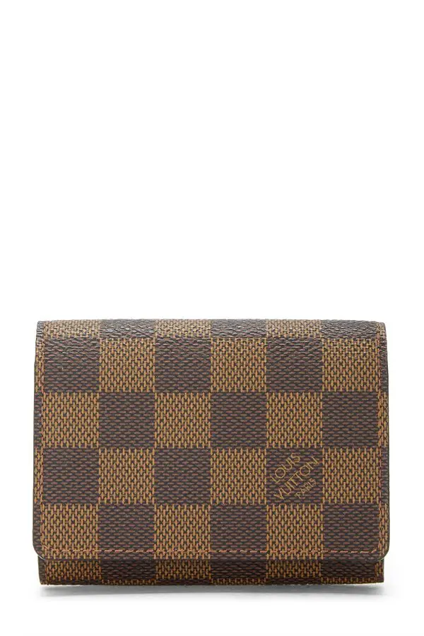 LOUIS VUITTON Damier Ebene Canvas Business Card Holder - Brown