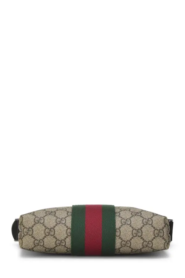 Gucci Gg Supreme Canvas Web Flat Messenger Bag - Black