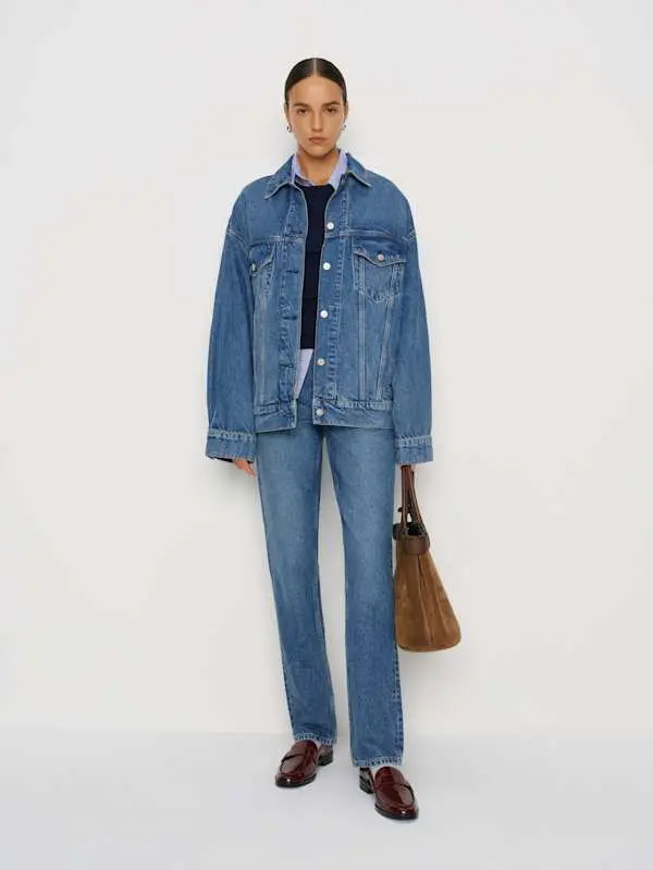 REFORMATION Oversized Denim Jacket - Blue