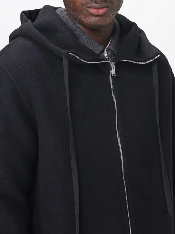 JIL SANDER Virgin Wool Zip-up Hooded Sweatshirt
