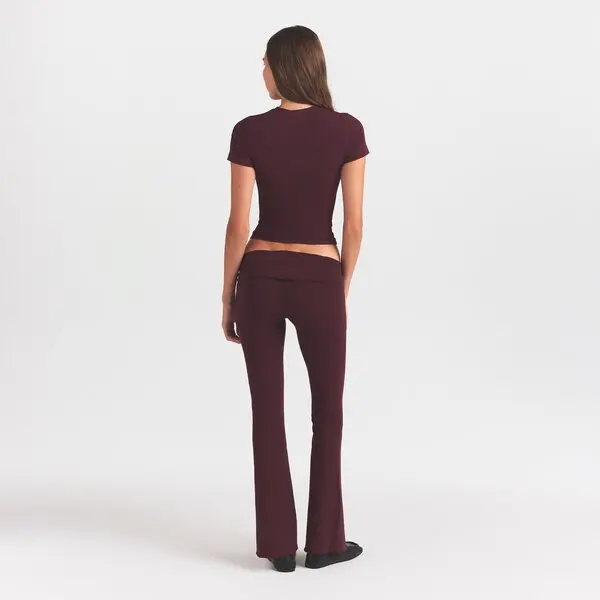 SKIMS Foldover Cotton Jersey Pants - Currant