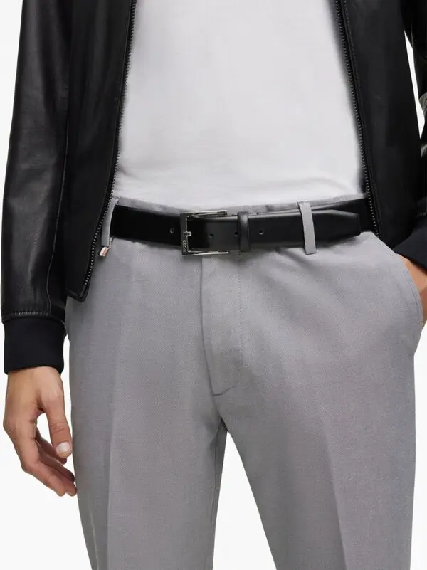 BOSS Logo-engraved Buckle Leather Belt