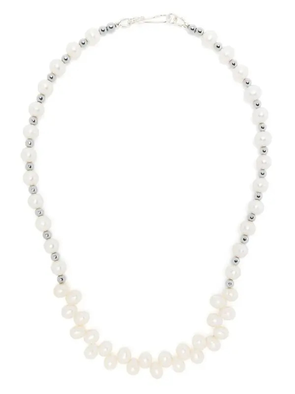 A SINNER IN PEARLS Hematite-beaded Pearl Necklace - White