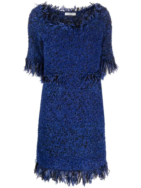 CHARLOTT Fringe-trim Dress - Blue