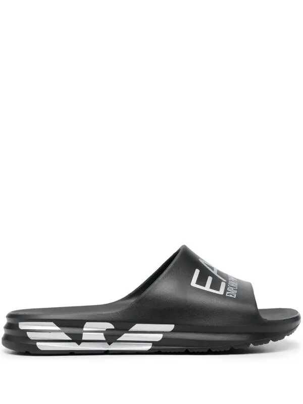 EA7 Logo-print Slip-on Slides - Black