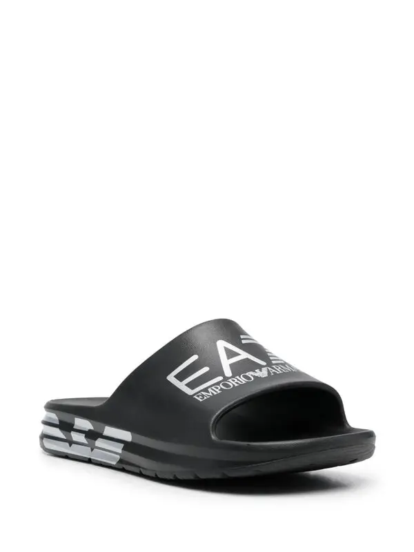 EA7 Logo-print Slip-on Slides - Black