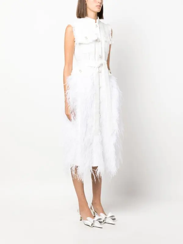Huishan Zhang Feather-trim Tweed Dress