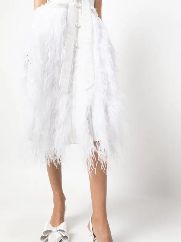 Huishan Zhang Feather-trim Tweed Dress