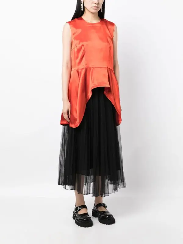 Comme Des Garçons Asymmetric-hem Satin Top