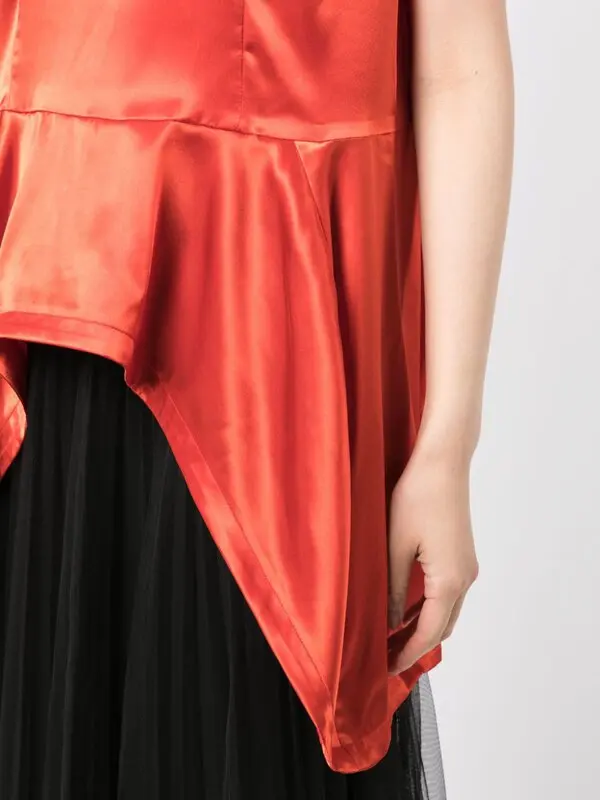 Comme Des Garçons Asymmetric-hem Satin Top
