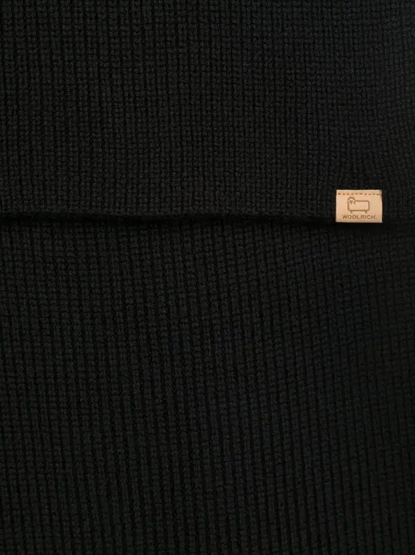 Woolrich Logo-patch Ribbed Scarf - Black