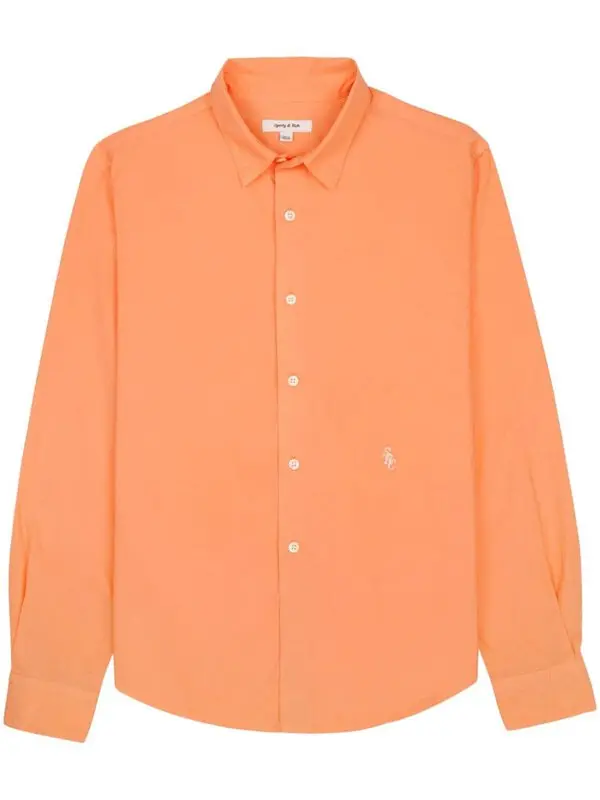 SPORTY & RICH Logo-embroidered Cotton Shirt
