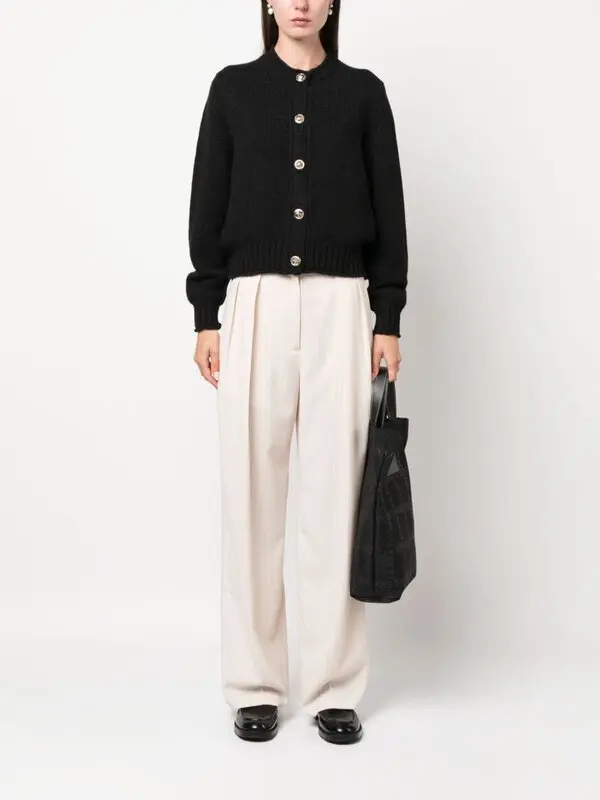 BARRIE Button-up Cashmere Cardigan - Black