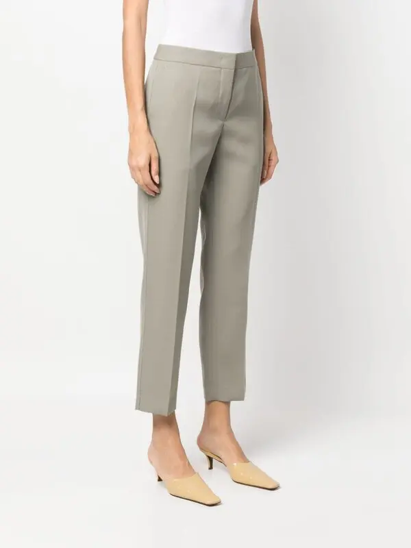 JIL SANDER Straight-leg Wool Trousers - Green