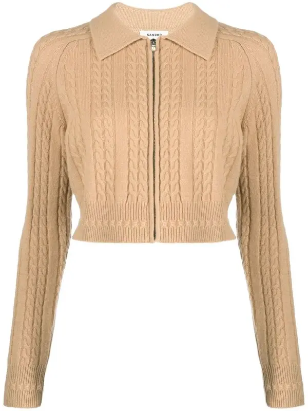 Sandro Cable-knit Cropped Cardigan