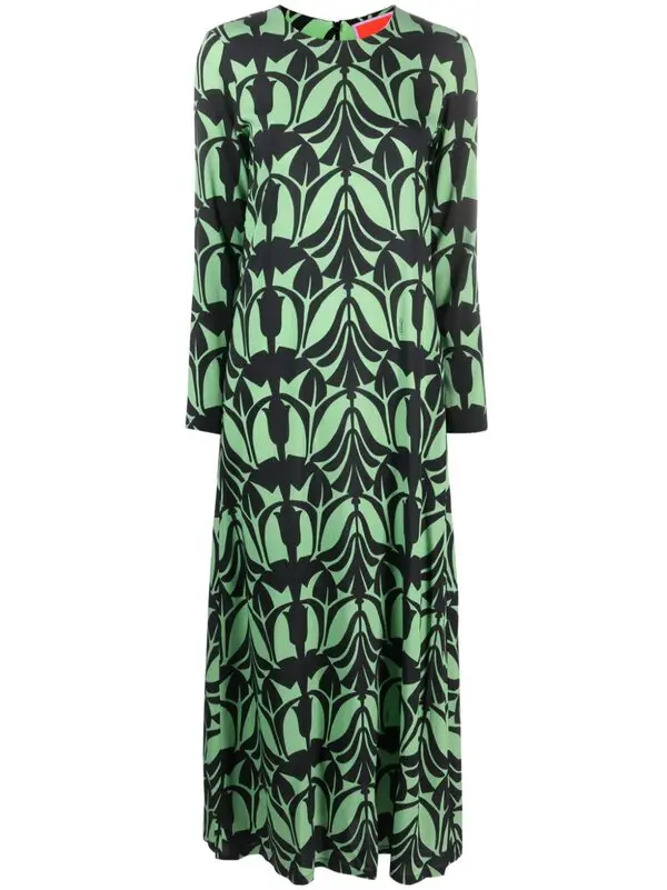 La DoubleJ Abstract-pattern Swing Maxi Dress