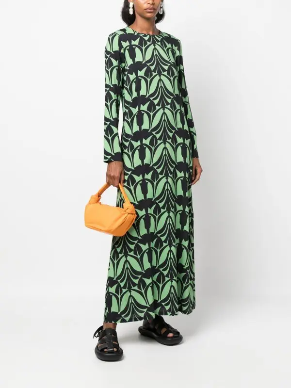 La DoubleJ Abstract-pattern Swing Maxi Dress