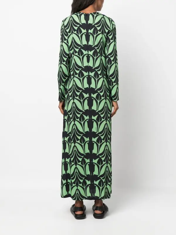 La DoubleJ Abstract-pattern Swing Maxi Dress