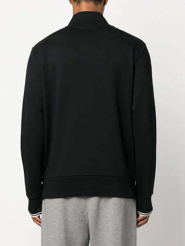 Fred Perry Logo-embroidered Zip-up Jumper - Black