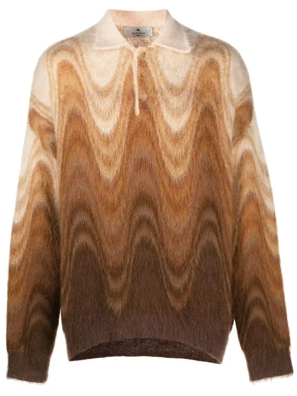 Etro Wave-pattern Polo-collar Jumper