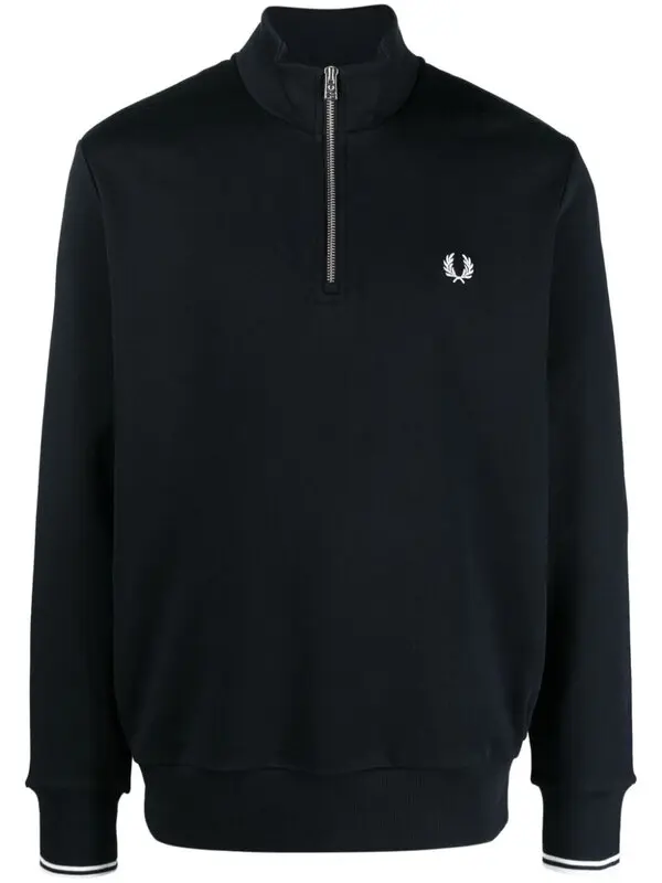 Fred Perry Logo-embroidered Zip-up Sweatshirt - Blue