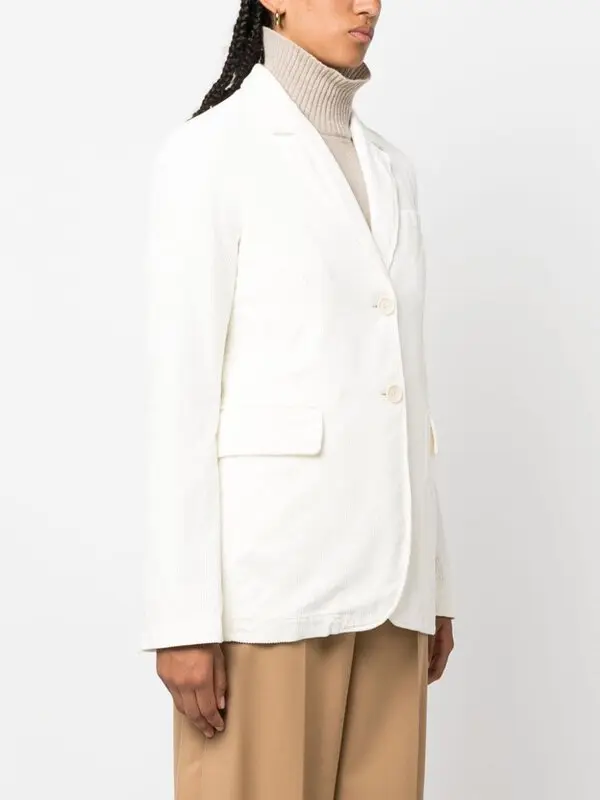 Aspesi Corduroy Notched Lapel Blazer - White