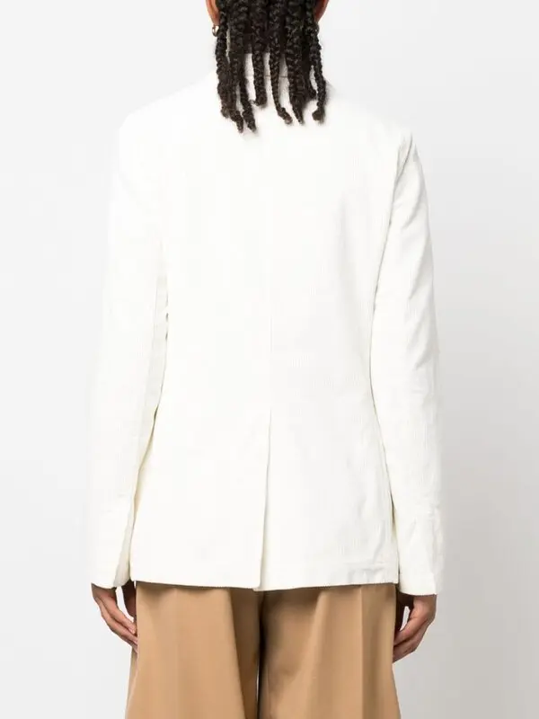 Aspesi Corduroy Notched Lapel Blazer - White