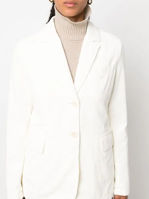 Aspesi Corduroy Notched Lapel Blazer - White