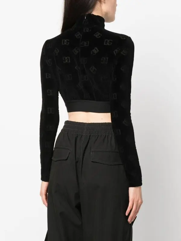 Dolce & Gabbana Debossed-logo Pattern Cropped Top