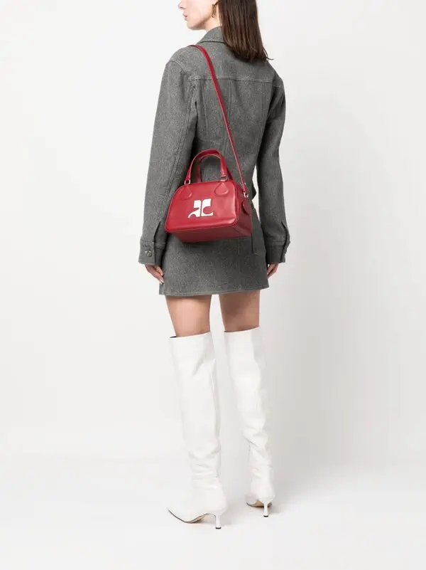 COURREGES Re-edition Leather Tote Bag - Red