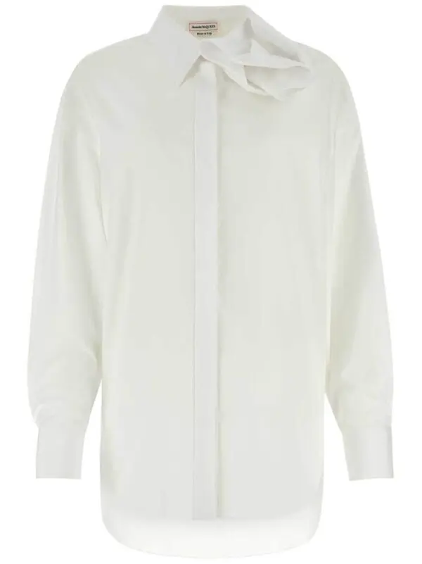 Alexander McQueen Orchid-appliqué Poplin Shirt