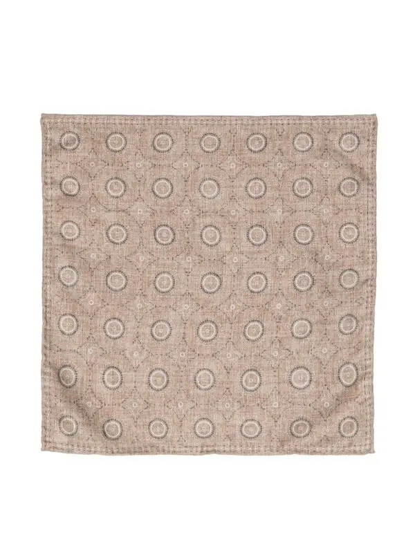 Brunello Cucinelli Geometric-print Silk Scarf - Ci621 Camel Grey